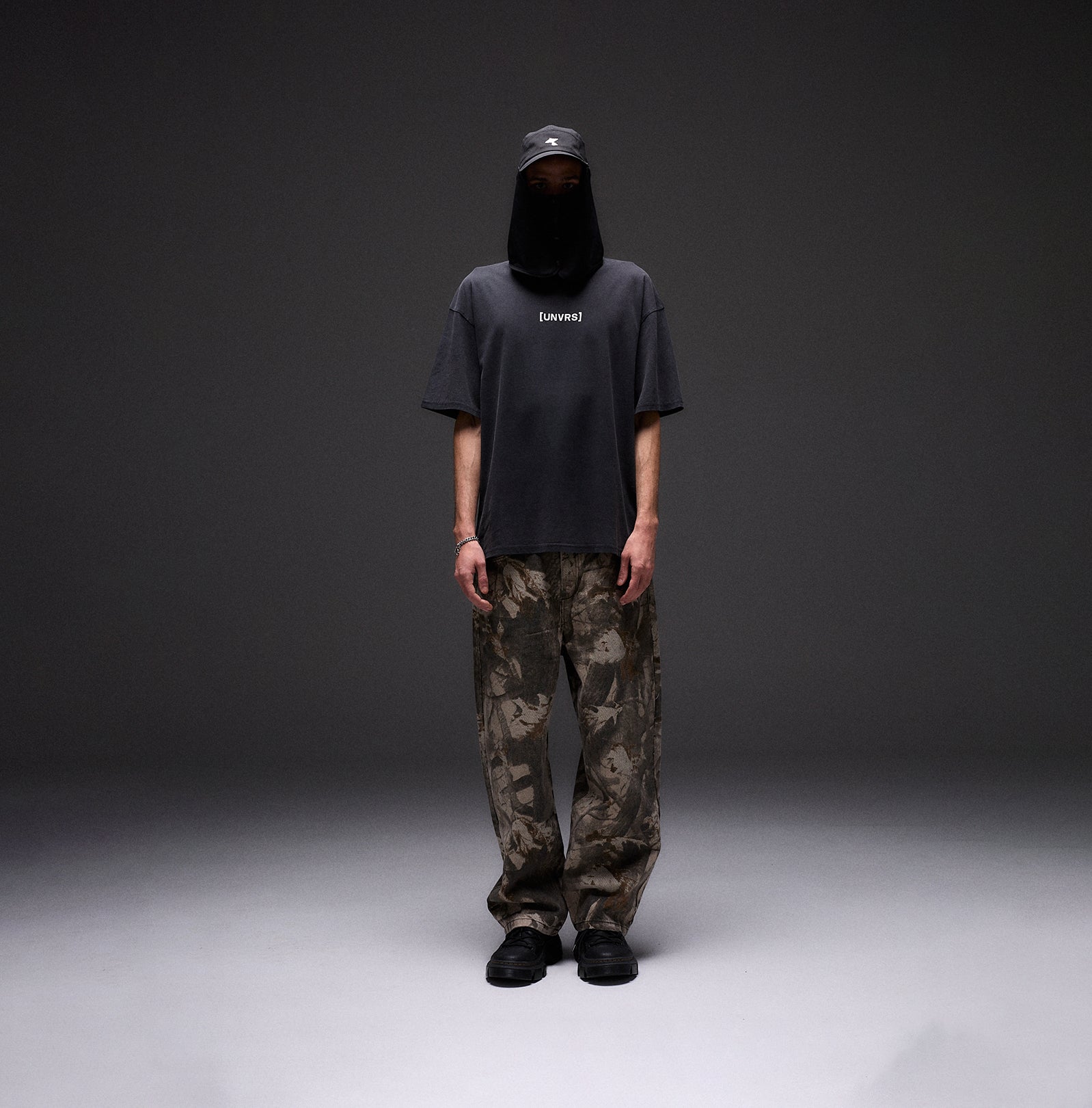 [UNVRS] | Washed Black Core Logo T-Shirt | Oversized | Dark Grey | Acid ...