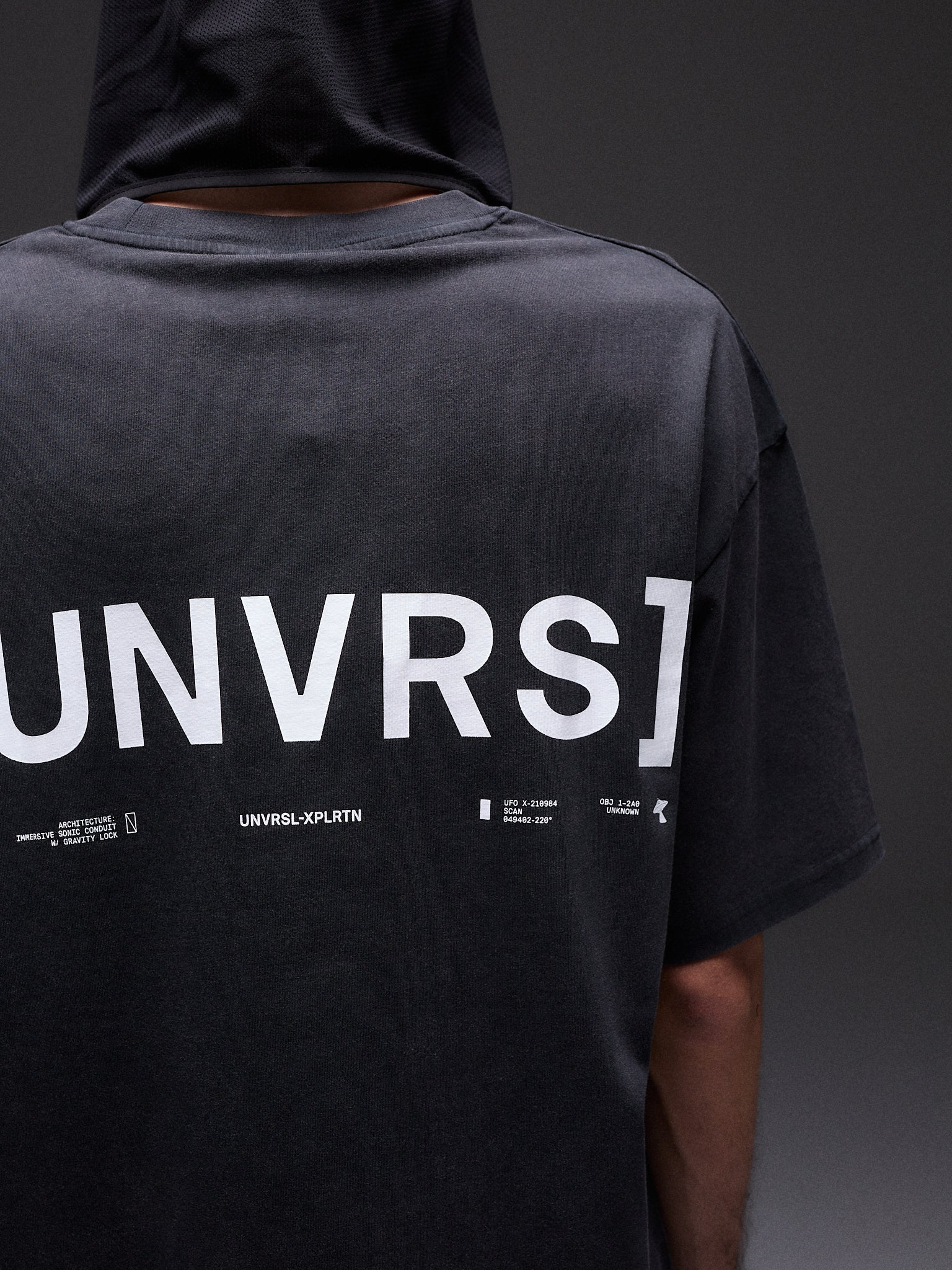 [UNVRS] | Washed Black Core Logo T-Shirt | Oversized | Dark Grey | Acid ...